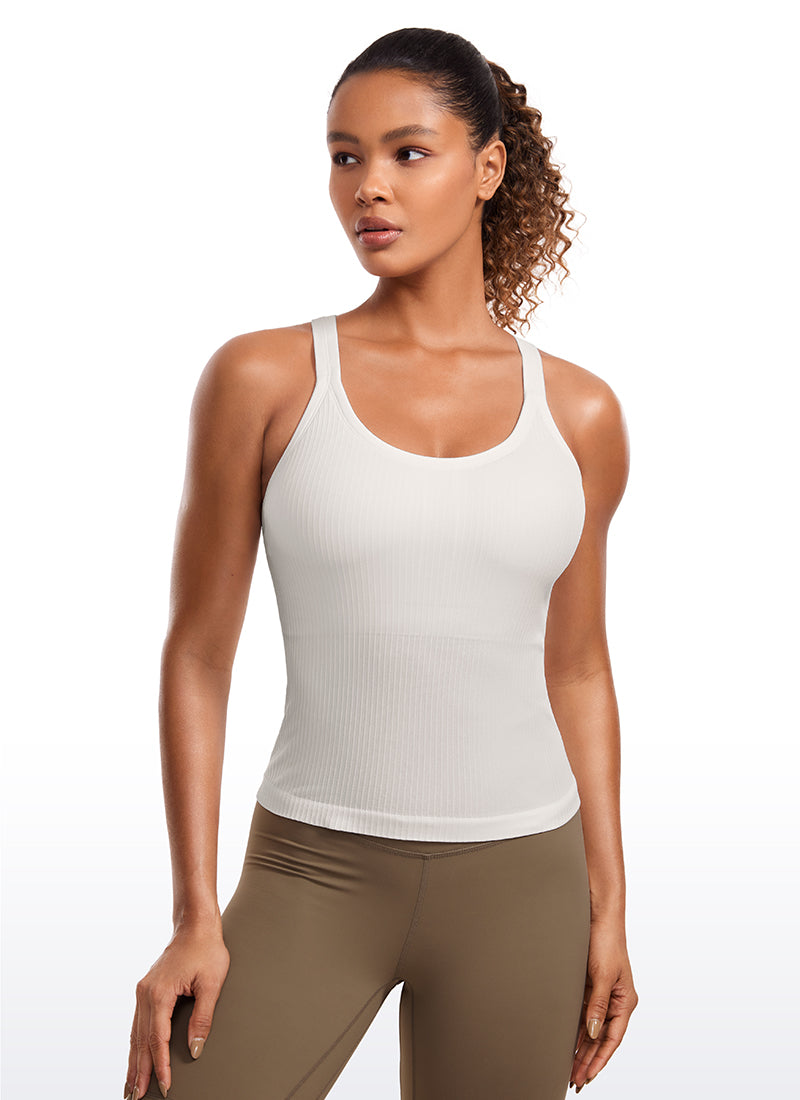 CRZ YOGA Women's Yoga Slim Fit Seamless Tank Crew Neck Waist Length ...